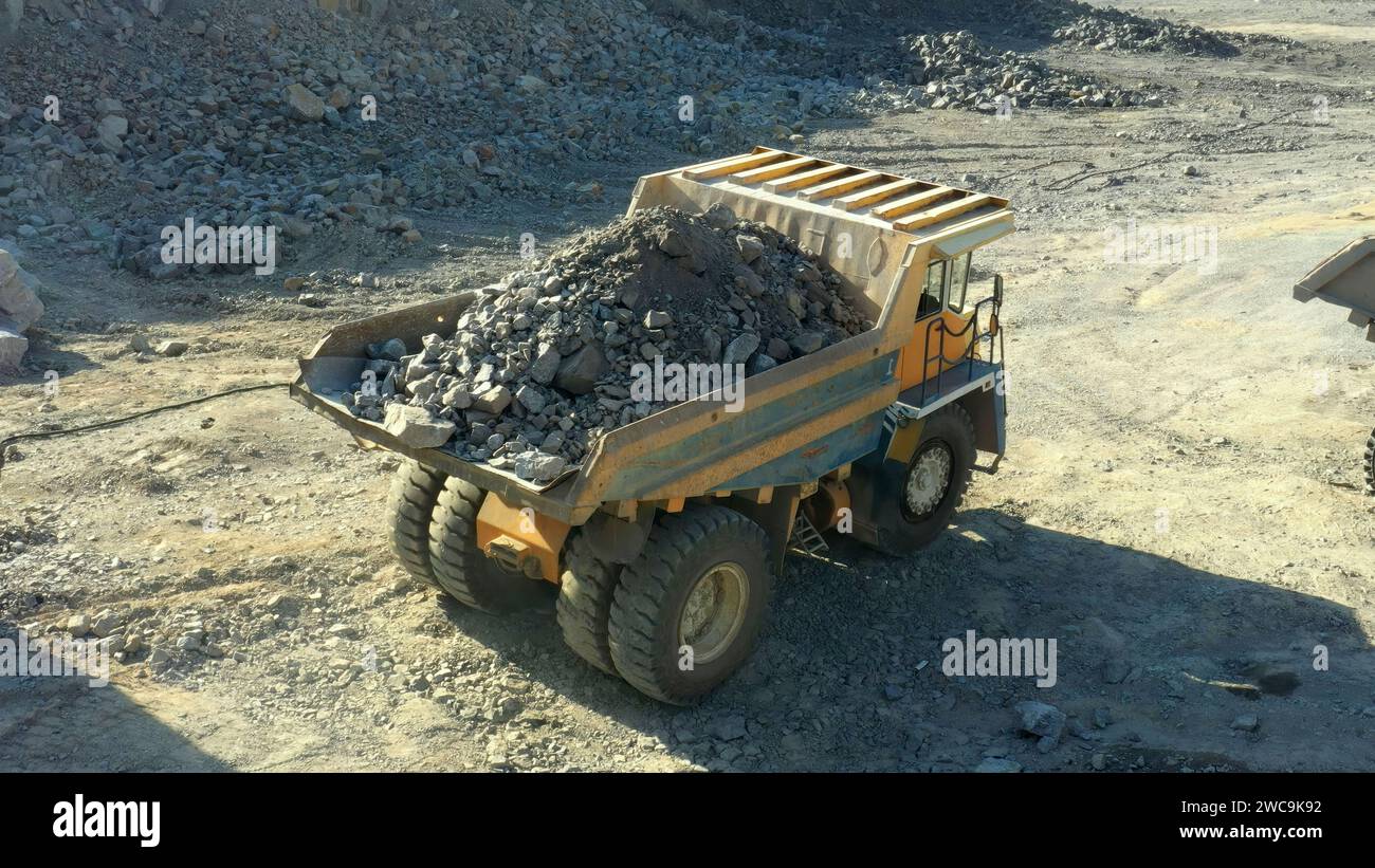 Extraction of granite. Open cast mine. Stone Quarrying. Granite quarry ...