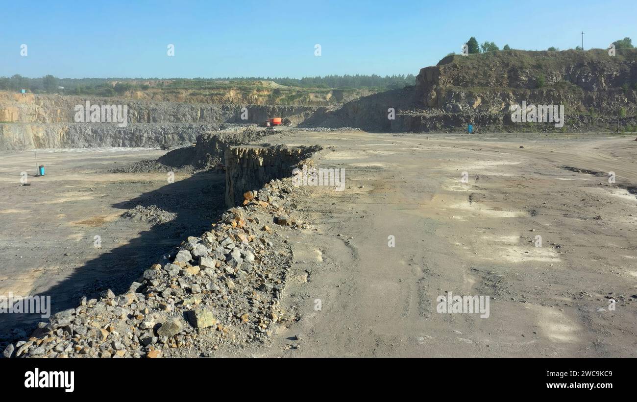 Extraction of granite. Open cast mine. Stone Quarrying. Granite quarry ...