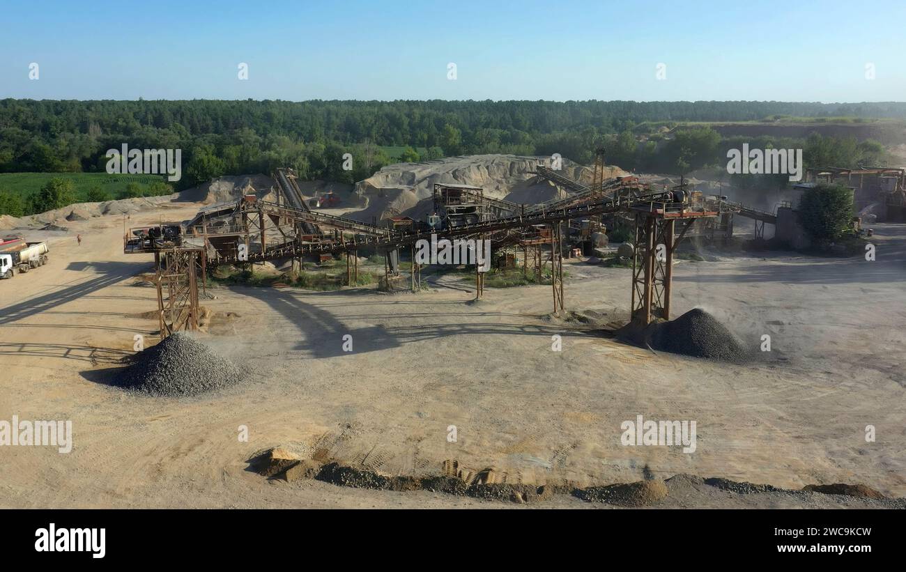 Extraction of granite. Open cast mine. Stone Quarrying. Granite quarry ...
