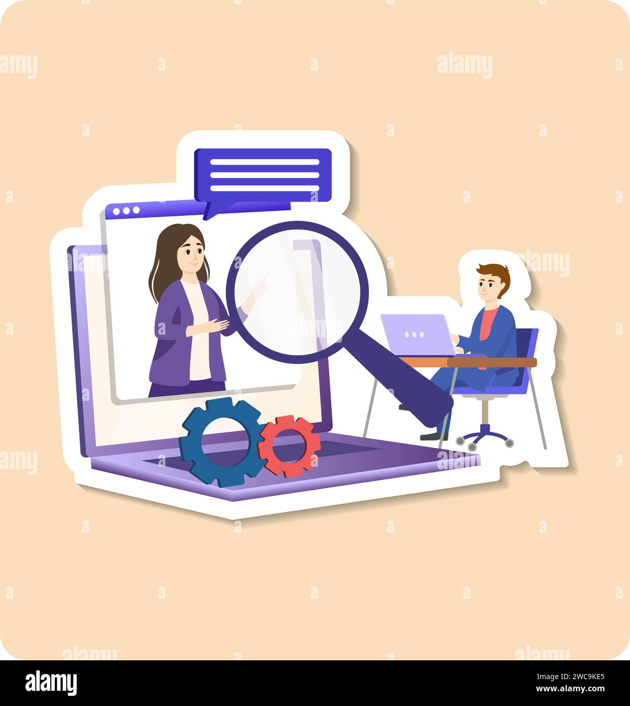 Human analysis sticker illustration. Human resources Concept for web ...
