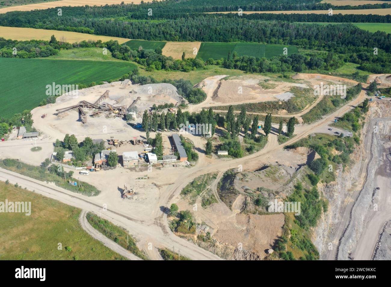 Extraction of granite. Open cast mine. Stone Quarrying. Granite quarry ...