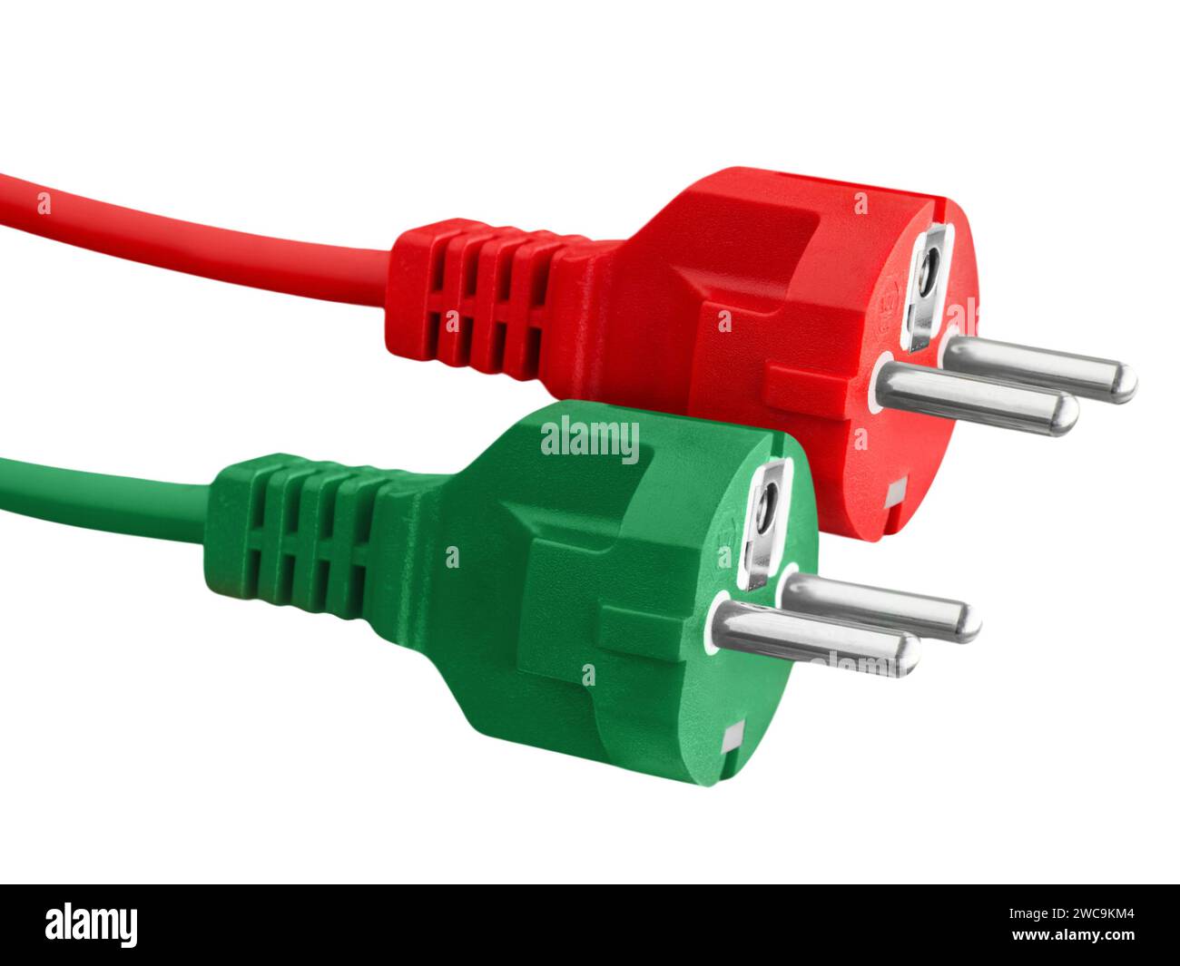 Green and red power cable isolated against white background Stock Photo ...