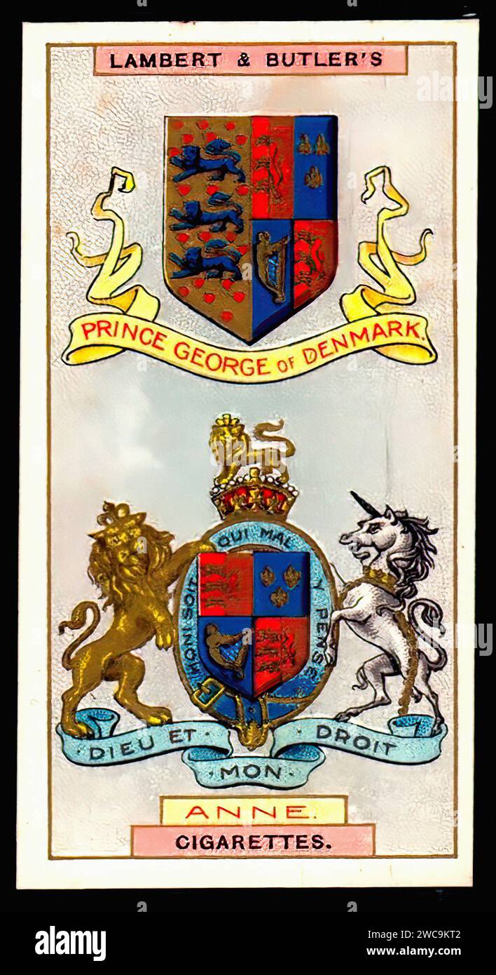 Arms of Queen Anne - Vintage Cigarette Card Stock Photo - Alamy