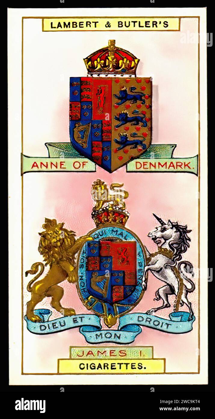 Arms of King James I - Vintage Cigarette Card Stock Photo - Alamy