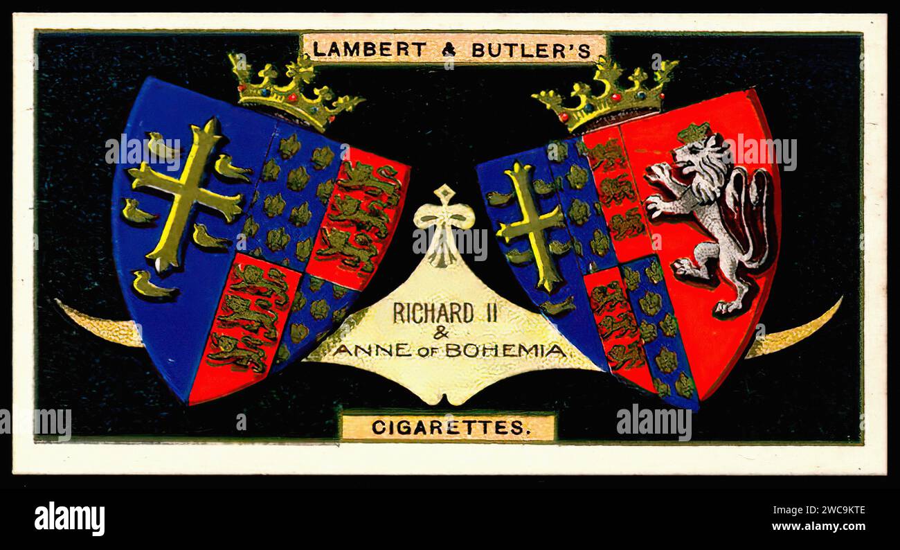 Arms of King Richard II (1) - Vintage Cigarette Card Stock Photo - Alamy