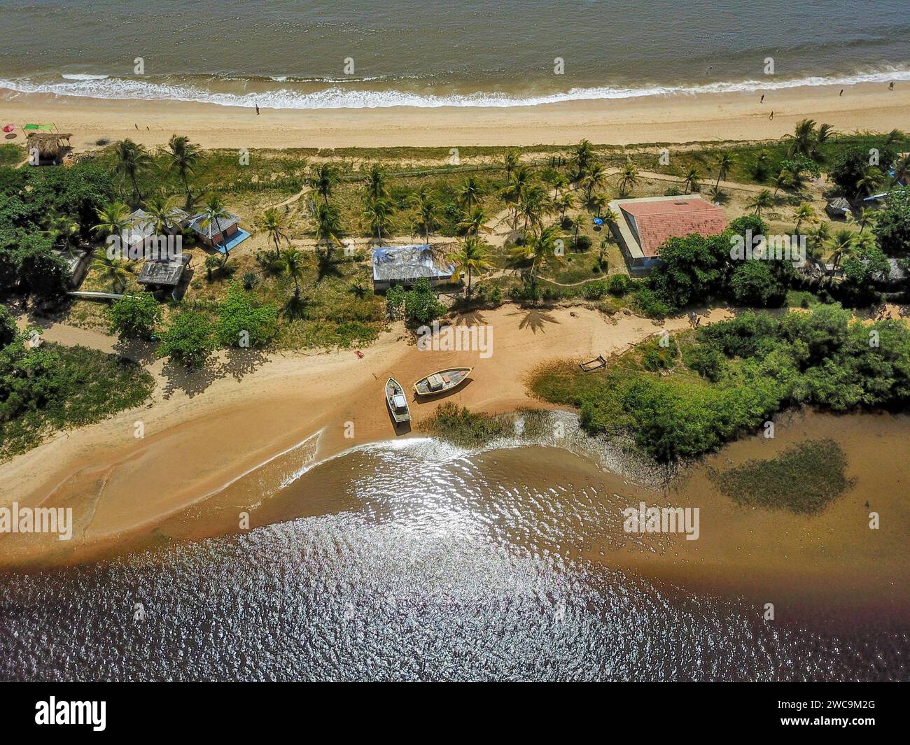 An aerial view of Caraiva Beach in Porto Seguro in Bahia, Brazil Stock ...