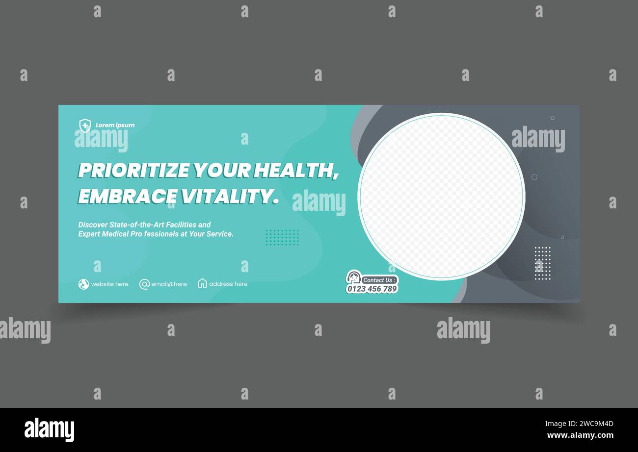 Medical health care banner cover social media design with abstract ...