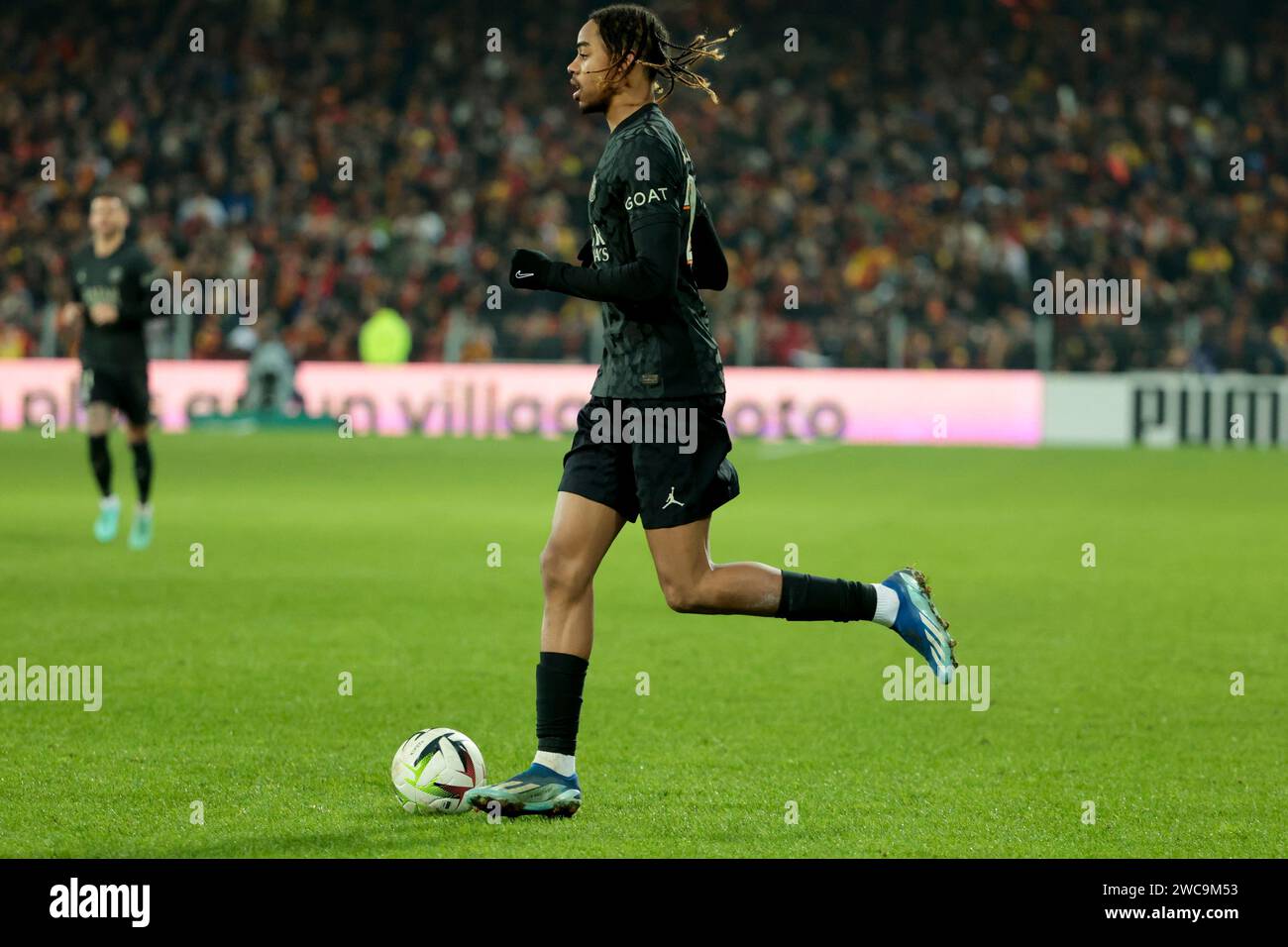 Lens, France. 14th Jan, 2024. Bradley Barcola of PSG during the French ...