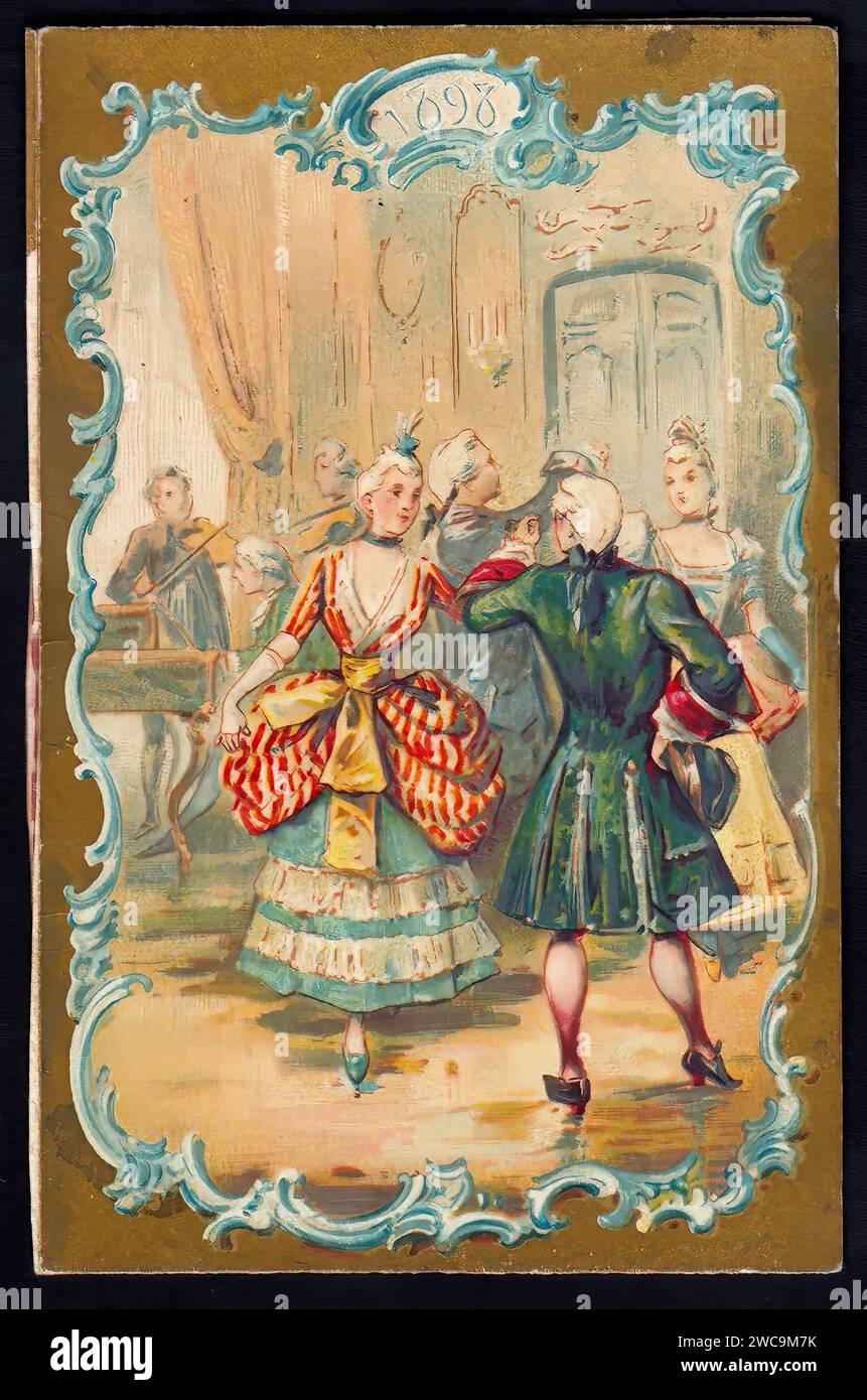 Calendar, 1898 - Vintage French Trade Card, Belle Epoque Era Stock ...