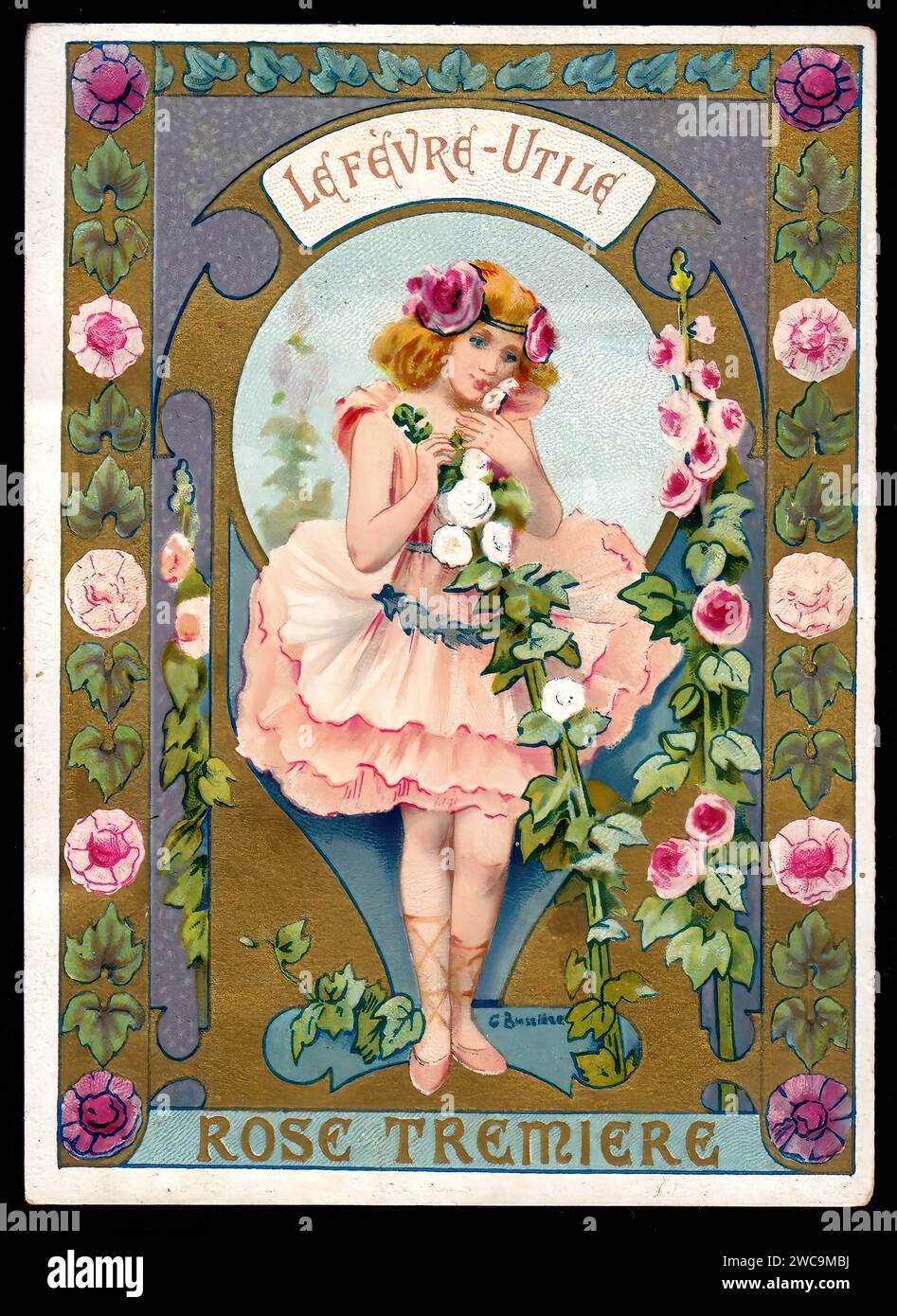 Rose Tremiere - Vintage Lefevre Utile Tradecard, Belle Epoque Era Stock ...