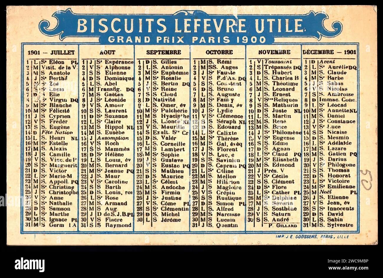 1901 calendar hi-res stock photography and images - Alamy