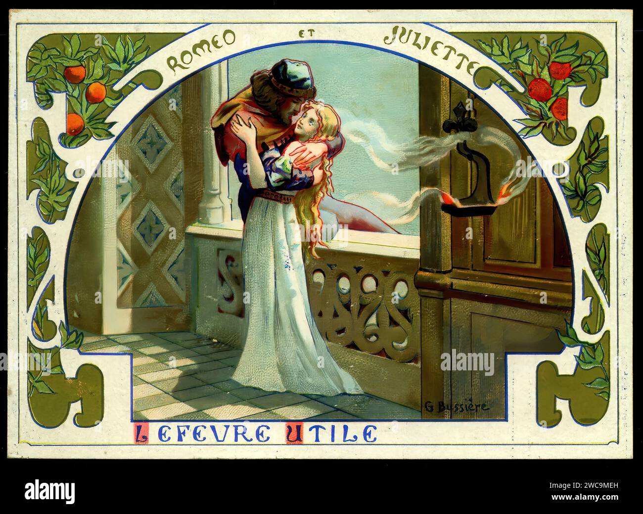 Romeo & Juliet - Vintage French Tradecard, Belle Epoque Era Stock Photo ...