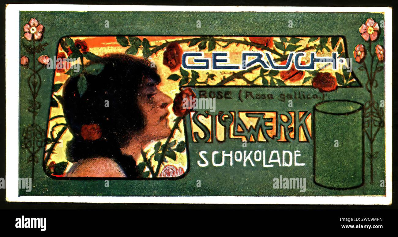 The Senses - Smell - Vintage German Jugendstil Tradecard Stock Photo ...