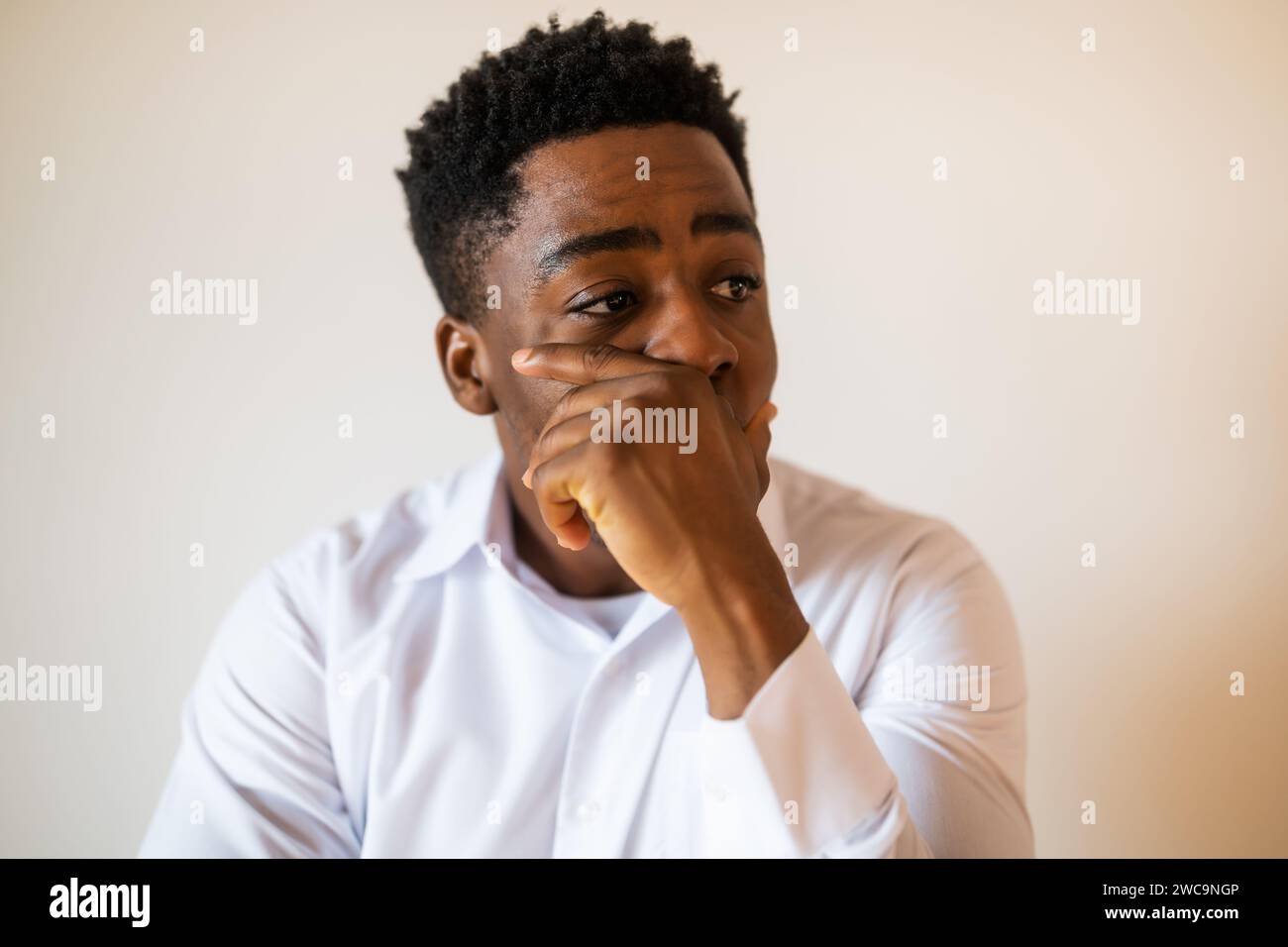 Portrait of young businessman who is worried and disappointed Stock ...