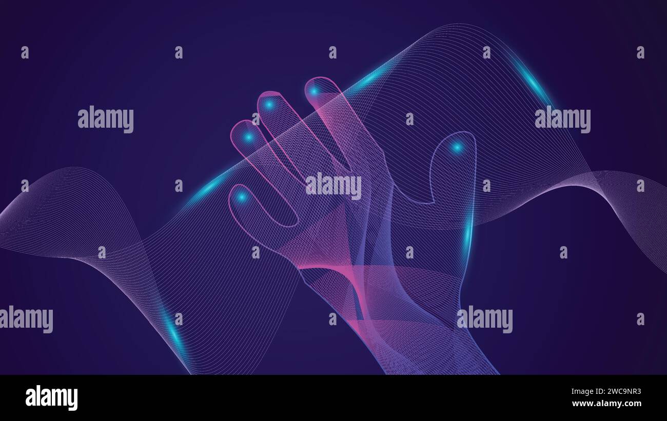 Abstract Futuristic On A Dark Blue Background For Network Connection Computer And