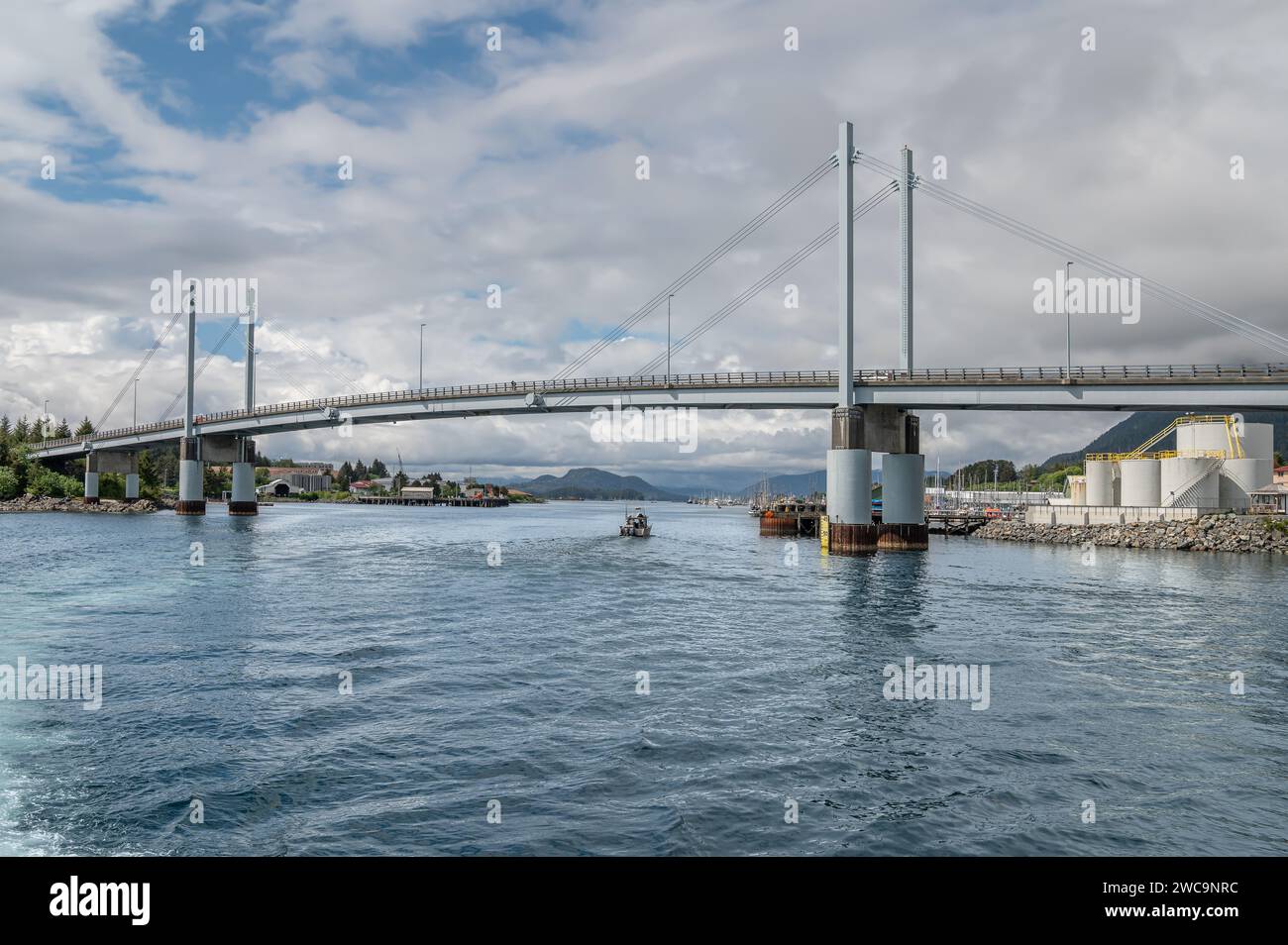 The John O'Connell Bridge cable-stayed bridge over the Sitka Channel ...