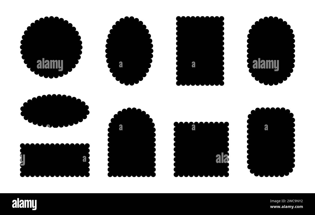 Scallop frame. Silhouettes of lace edges border elements. Design vector ...