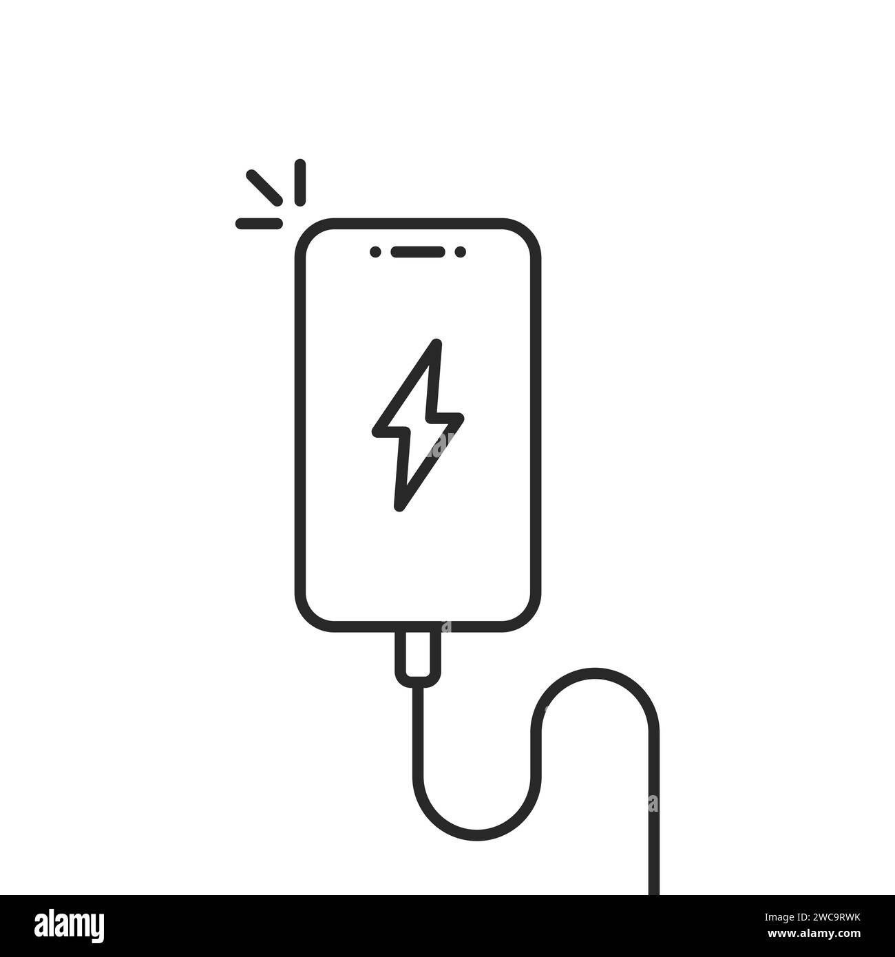 black linear phone with charging cable Stock Vector Image & Art - Alamy