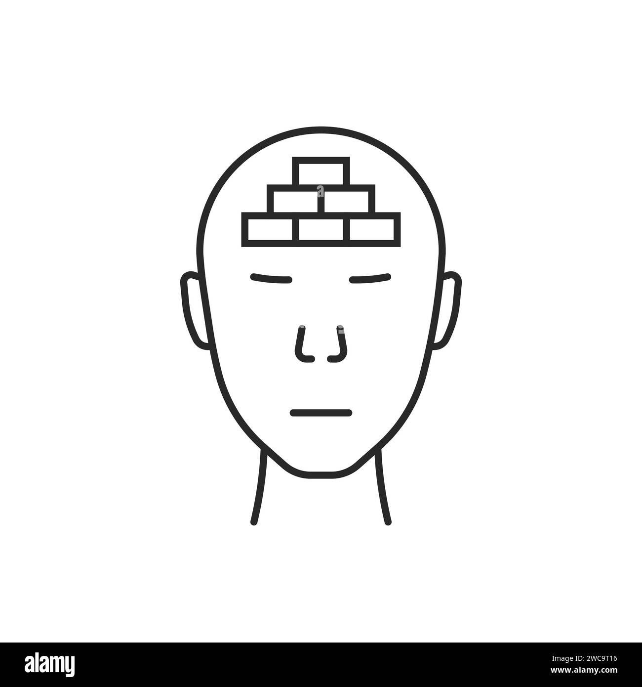 thin line head with mental block Stock Vector Image & Art - Alamy