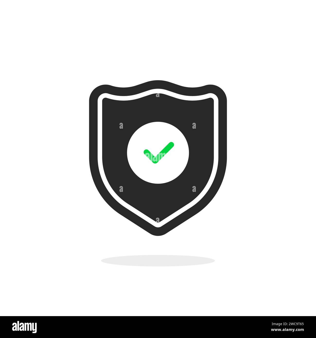 warranty icon with black shield and tick Stock Vector Image & Art - Alamy