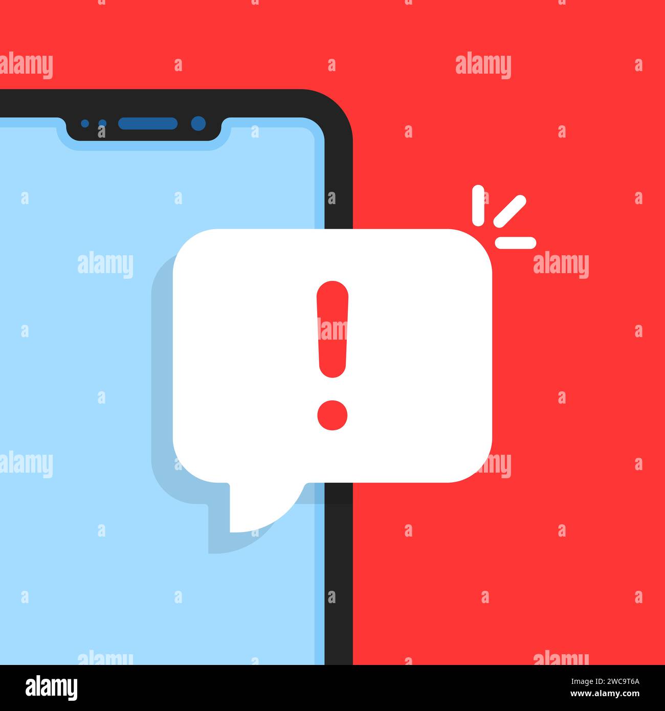 cartoon smart phone with alert notice Stock Vector Image & Art - Alamy