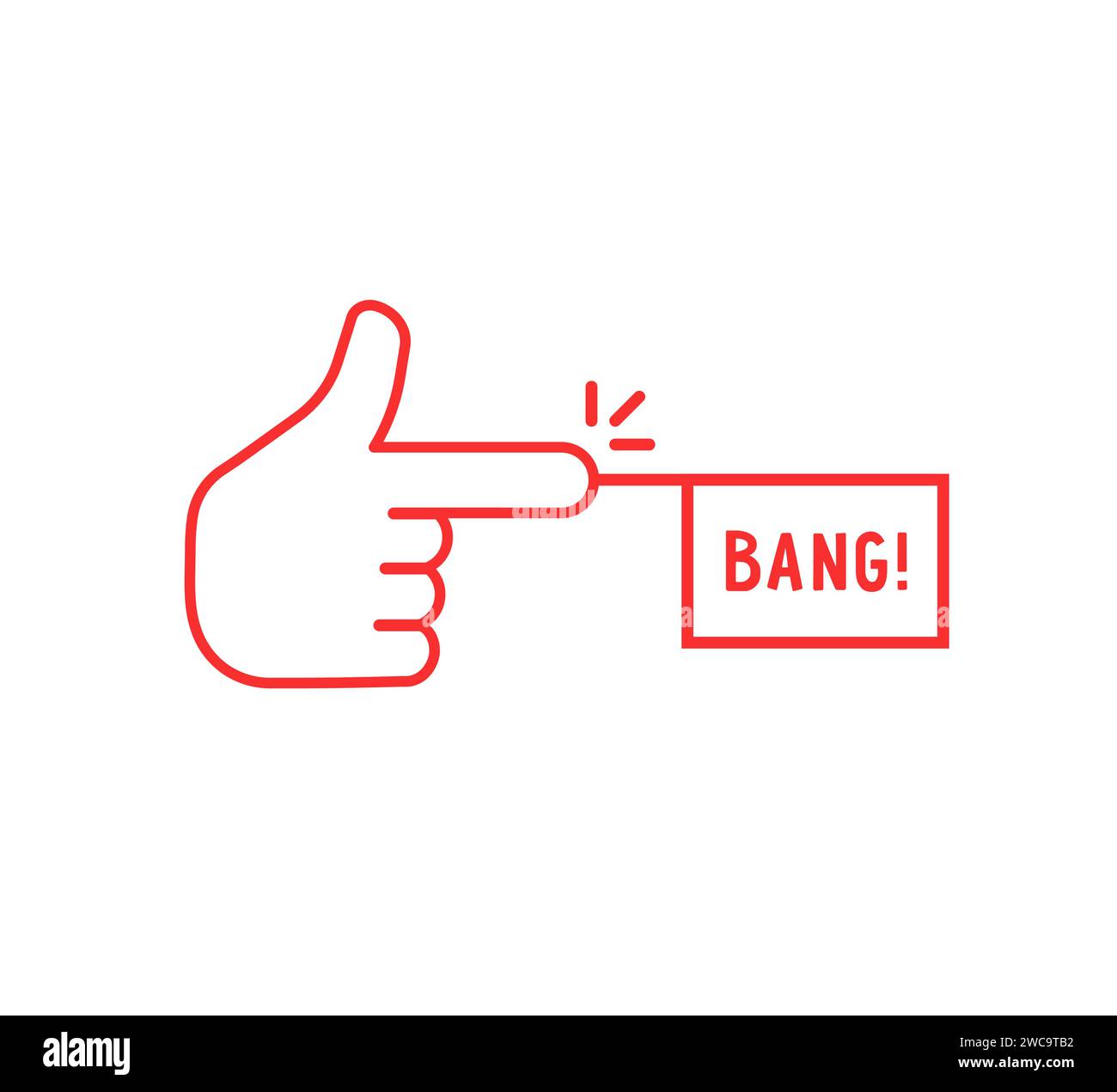 red thin line finger with bang icon Stock Vector Image & Art - Alamy