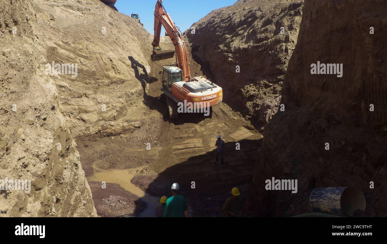 hitachi excavator at a construction site, heavy machinery for ...