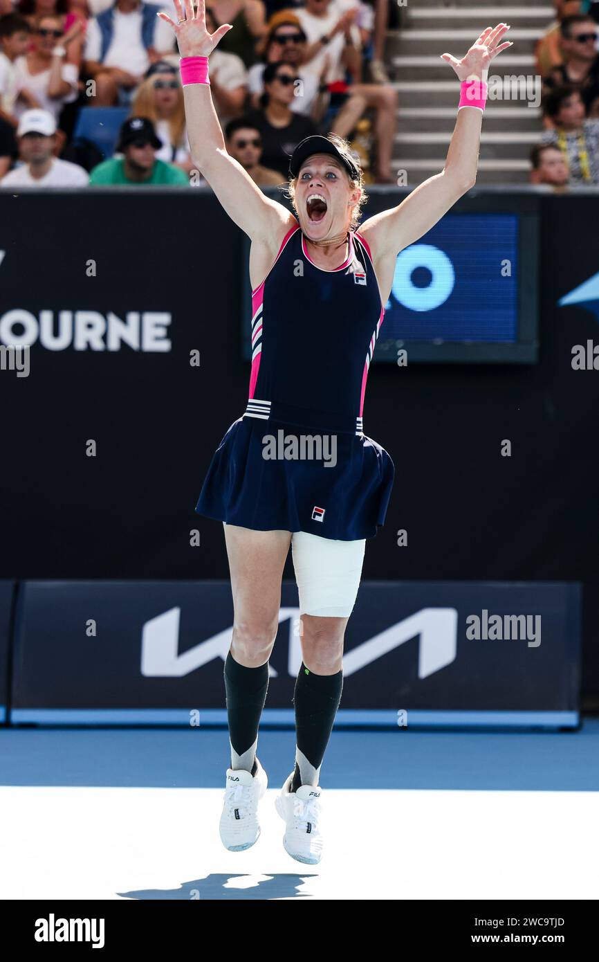 Melbourne, Australia, 15th Jan, 2024. Tennis player Laura Siegemund from Germany is in action ...