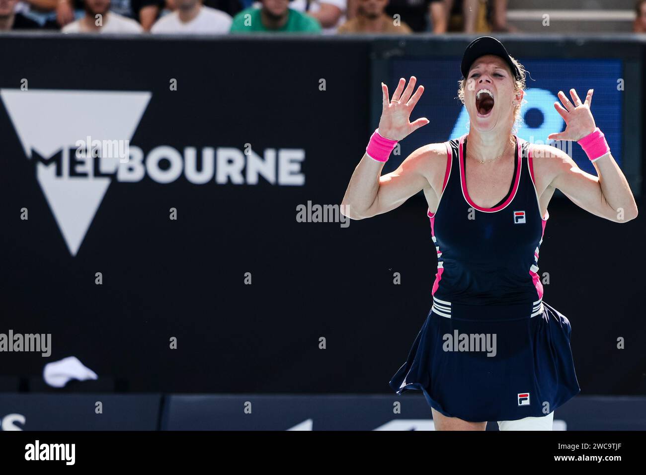 Melbourne, Australia, 15th Jan, 2024. Tennis player Laura Siegemund from Germany is in action ...