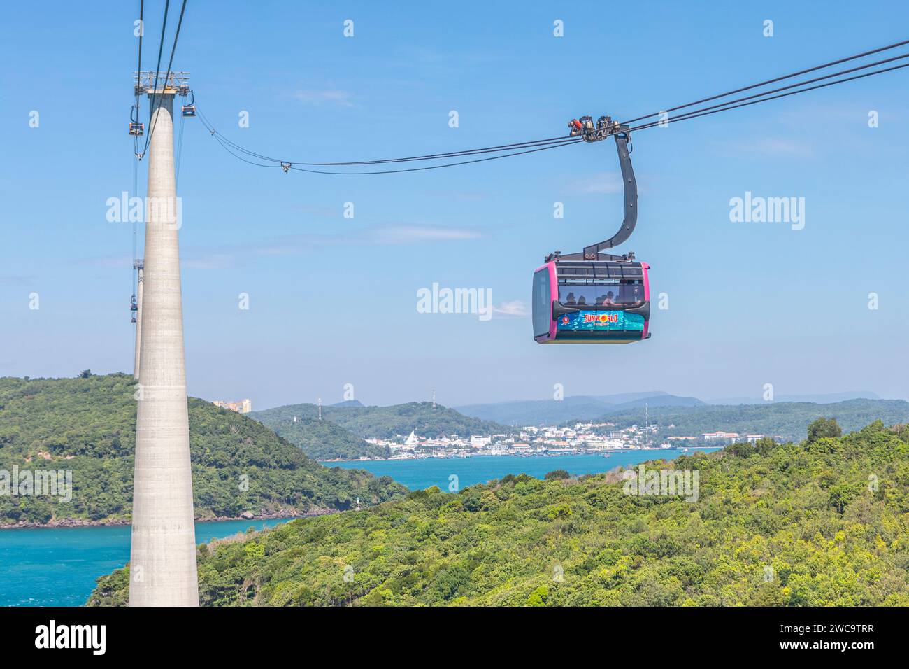 A cable cars going to Sun World on Phu Quoc Island, Vietnam Stock Photo ...