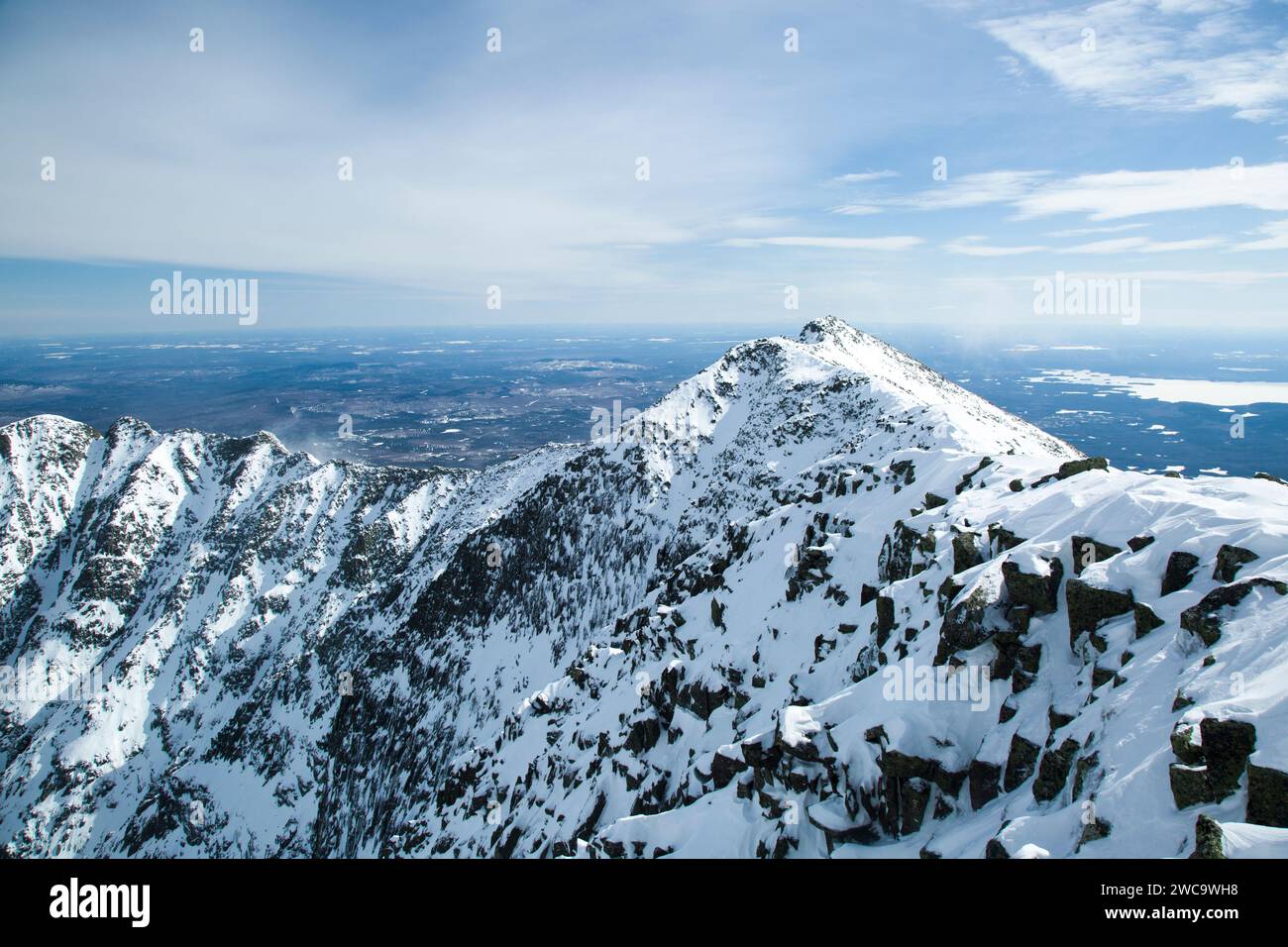 The Knife Edge trail on Katahdin in Baxter State Park, Maine Stock ...