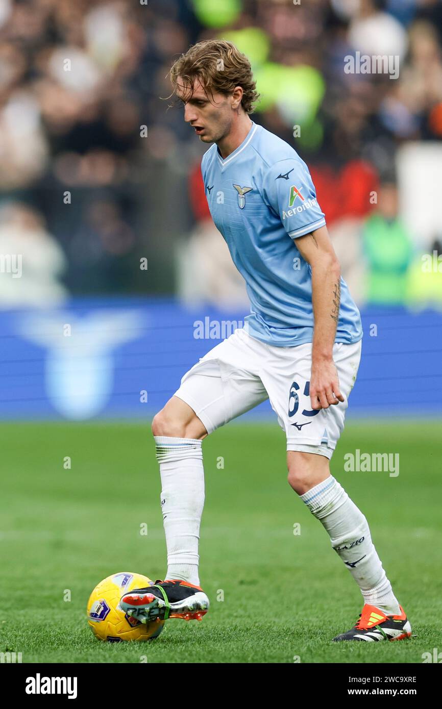Lazio’s Italian midfielder Nicolo Rovella controls the ball during the Serie A football match SS ...