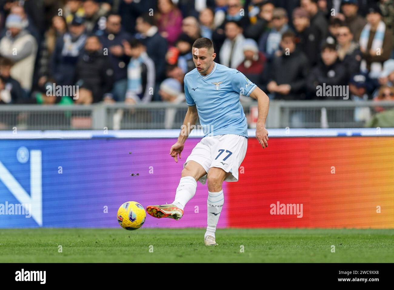 Lazio’s Serbian defender Adam Marusic controls the ball during the ...