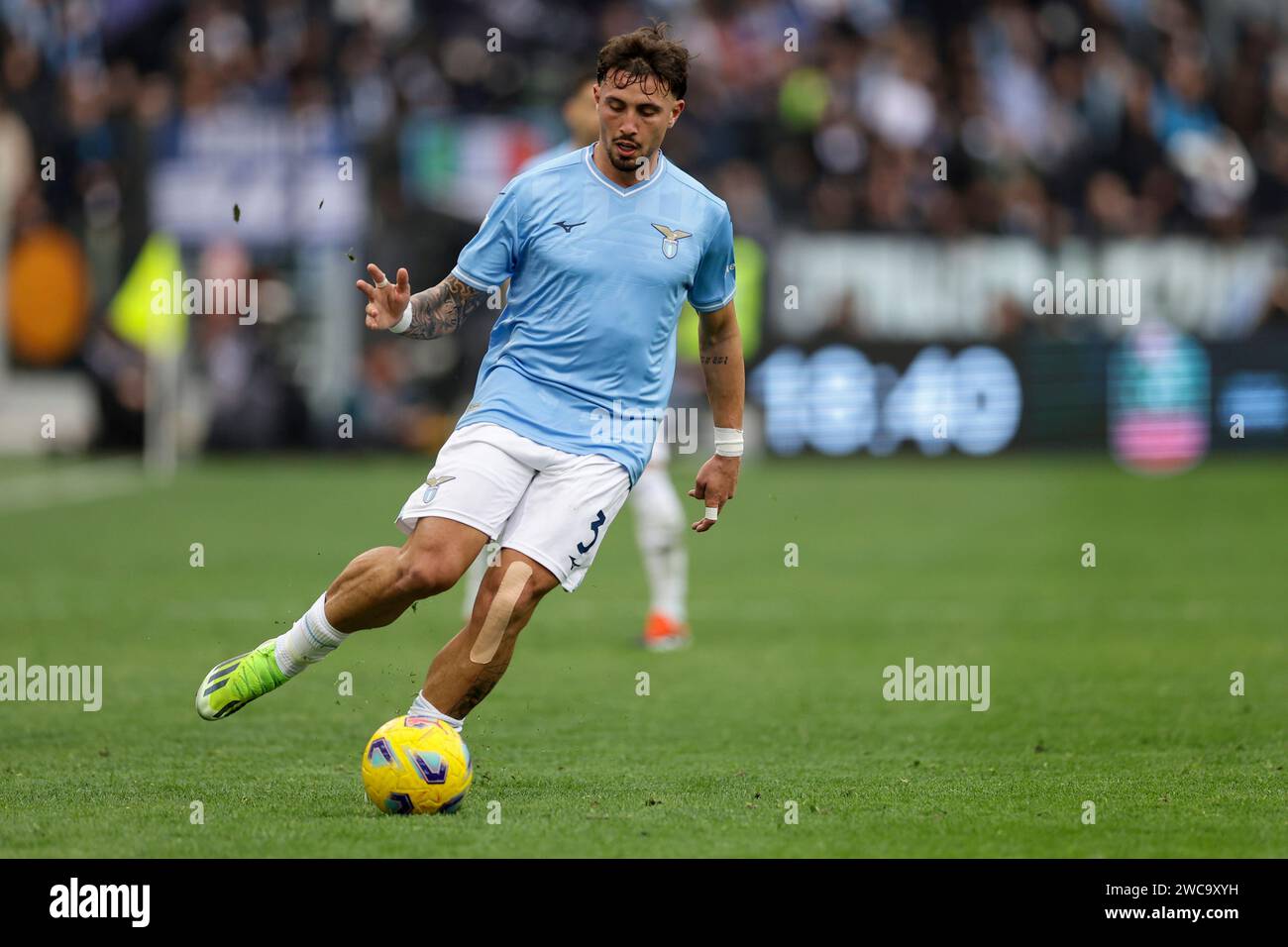 Lazio's Italian defender Luca Pellegrini controls the ball during the Serie A football match SS ...