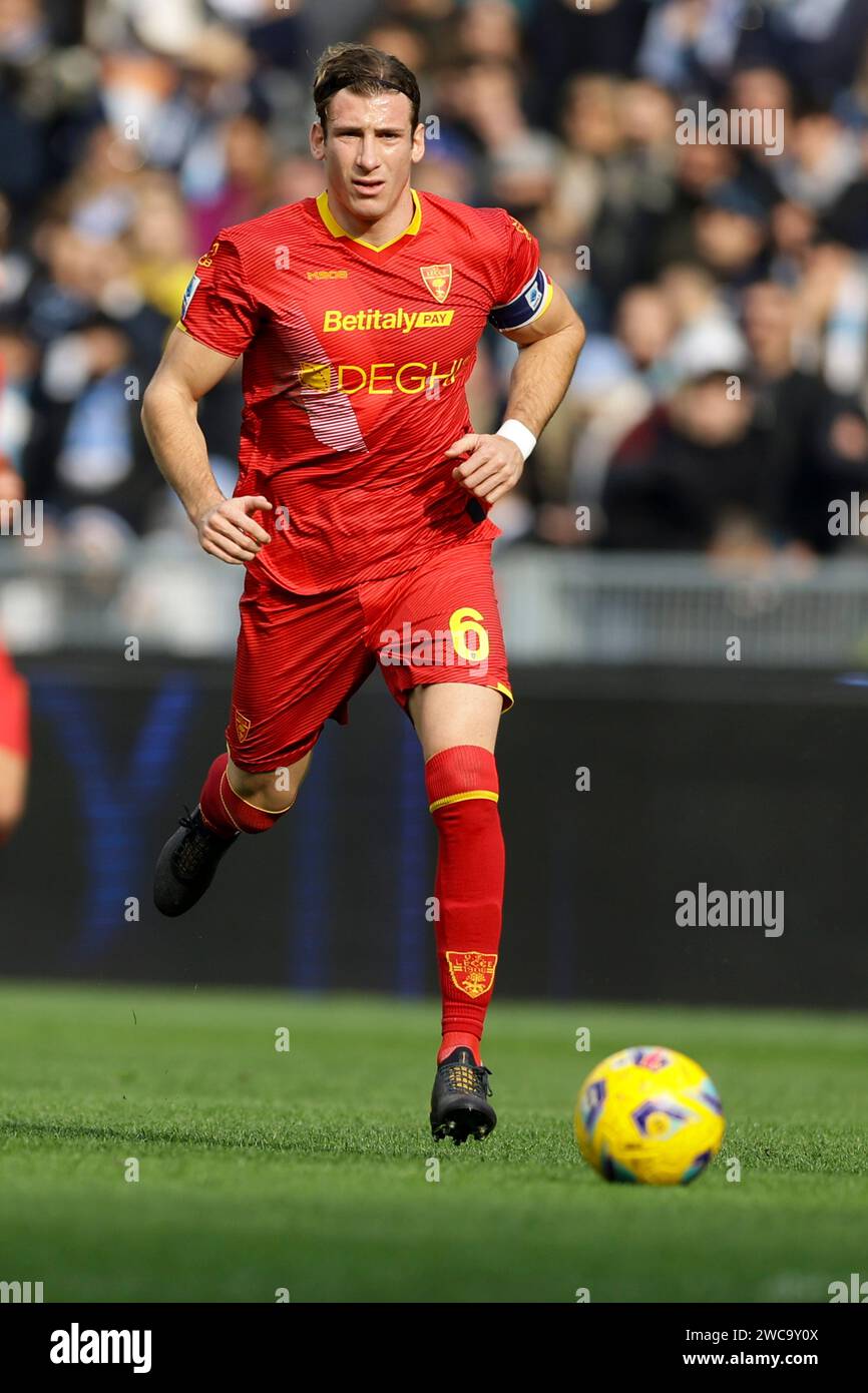 Lecce’s Italian defender Federico Baschirotto controls the ball during ...