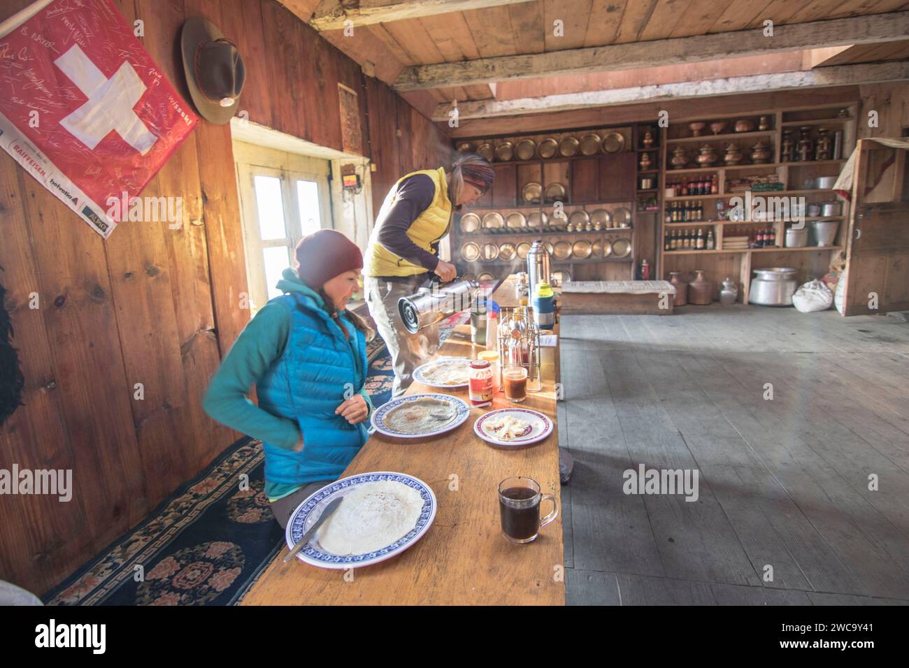 Teahouse breakfast in Nepal Stock Photo - Alamy