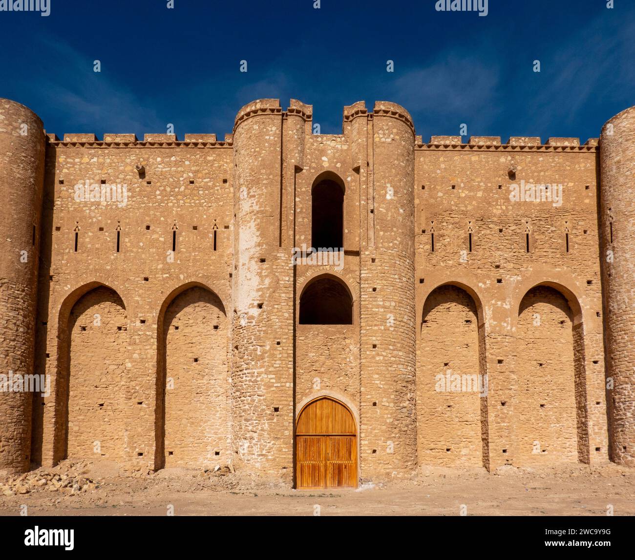 detail of exterior defensive wall, the Fortress of al-Ukhaidir or ...