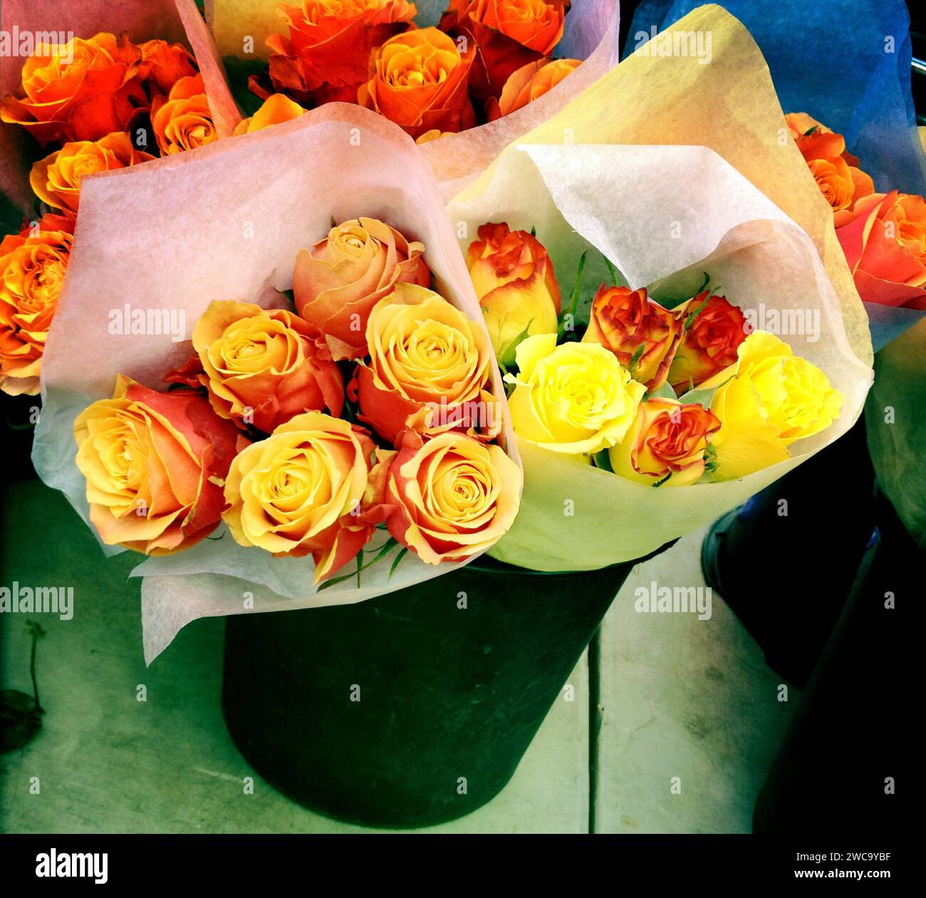 Bouquet of orange and yellow roses hi-res stock photography and images ...