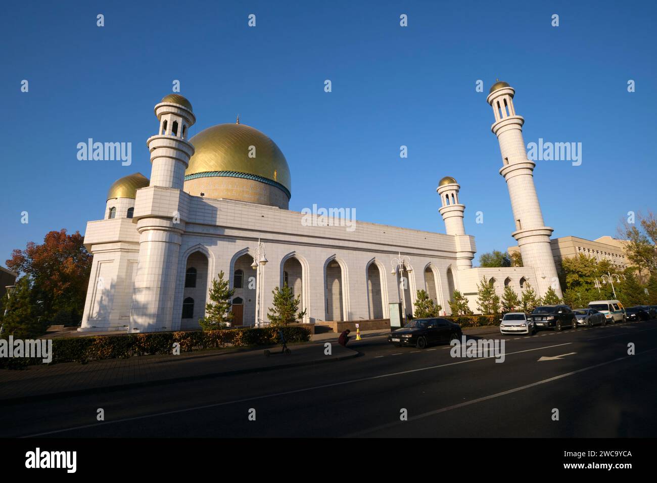 An exterior view of the famous, iconic, muslim Central Almaty mosque ...