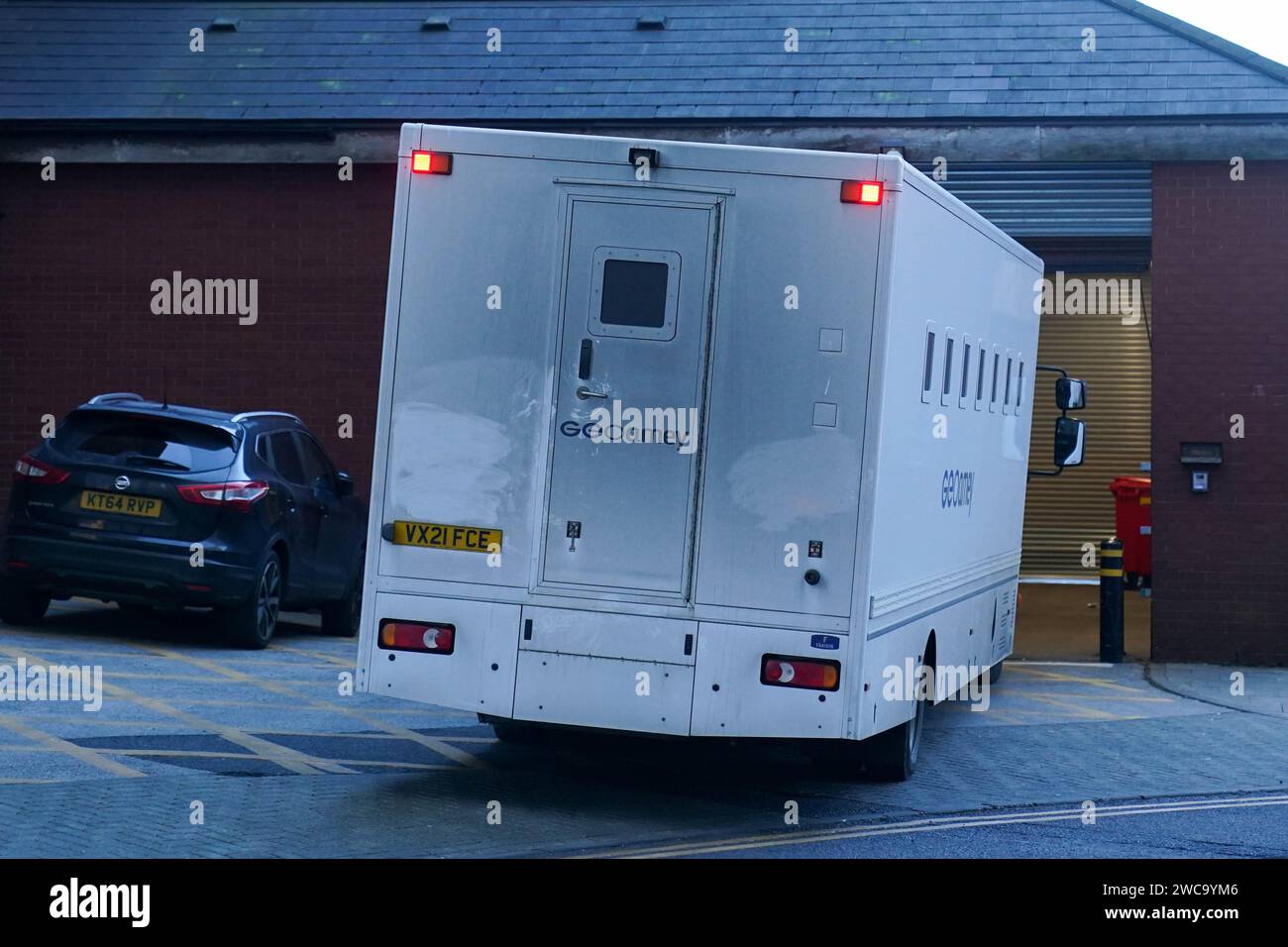 A custody van enters Birmingham Crown Court ahead of the trial of three ...