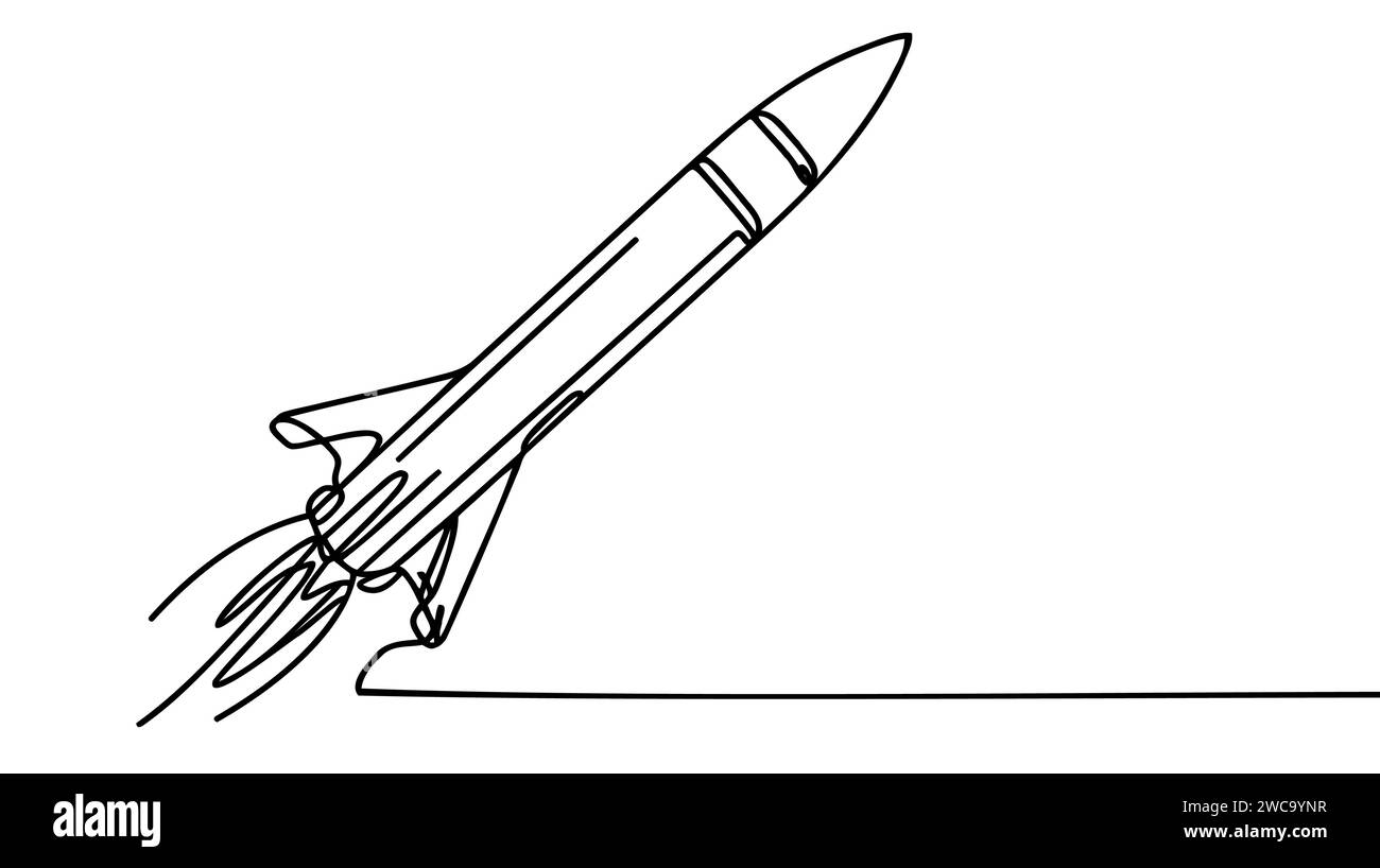 Rocket takeoff. Spaceship launch. Launch of a military ballistic ...