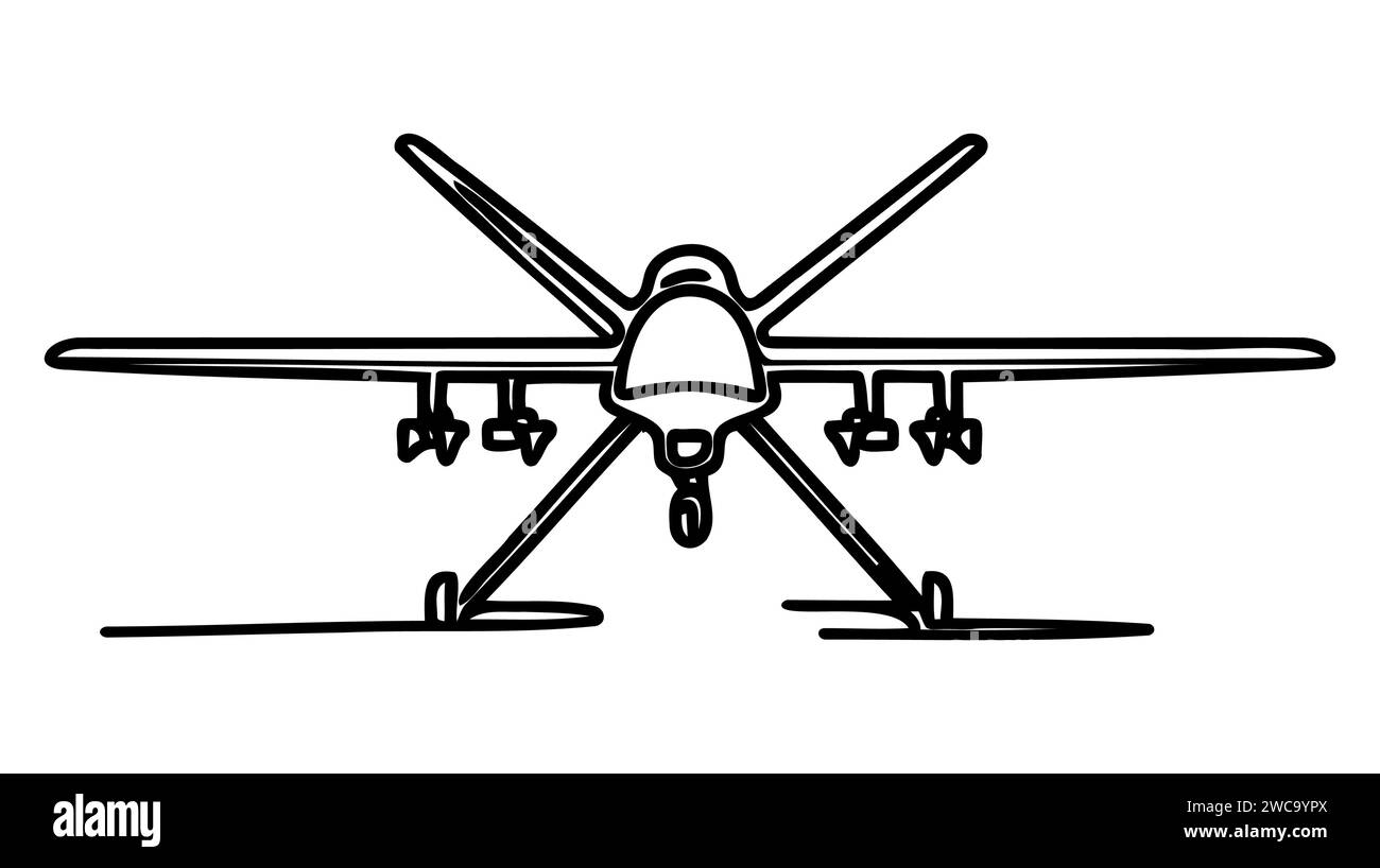 One line drawing operational tactical medium-altitude unmanned aerial ...