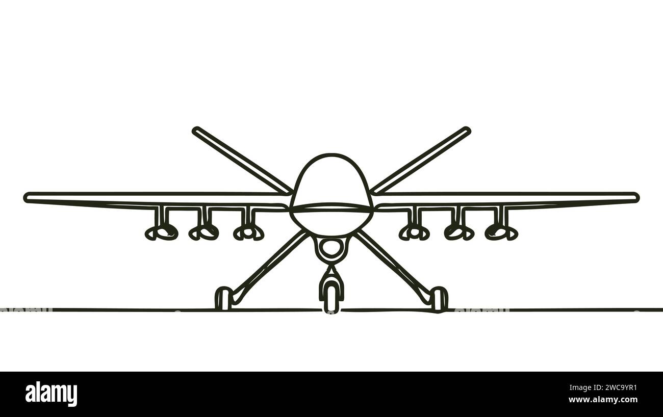 One line drawing operational tactical medium-altitude unmanned aerial ...