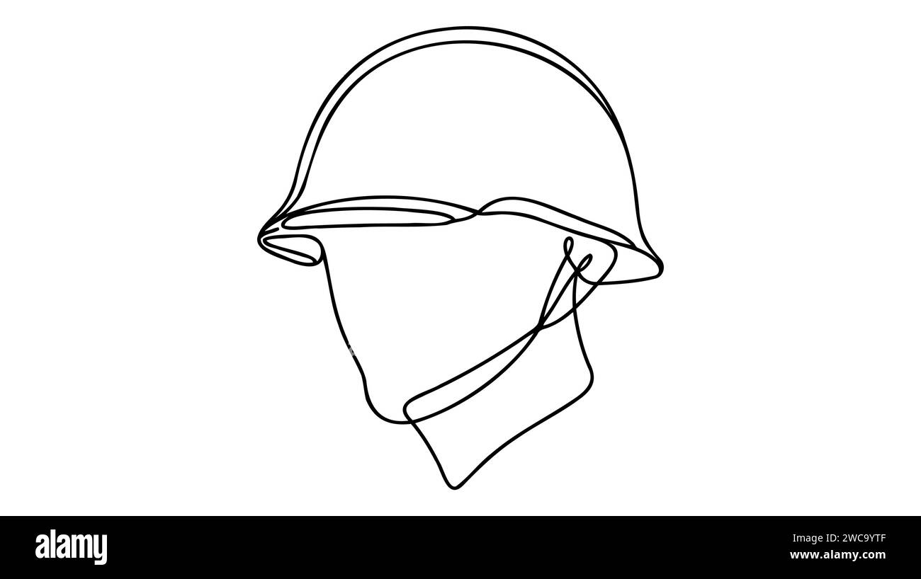One continuous line. Male character professional military officer ... One continuous line. Male character professional military officer ...