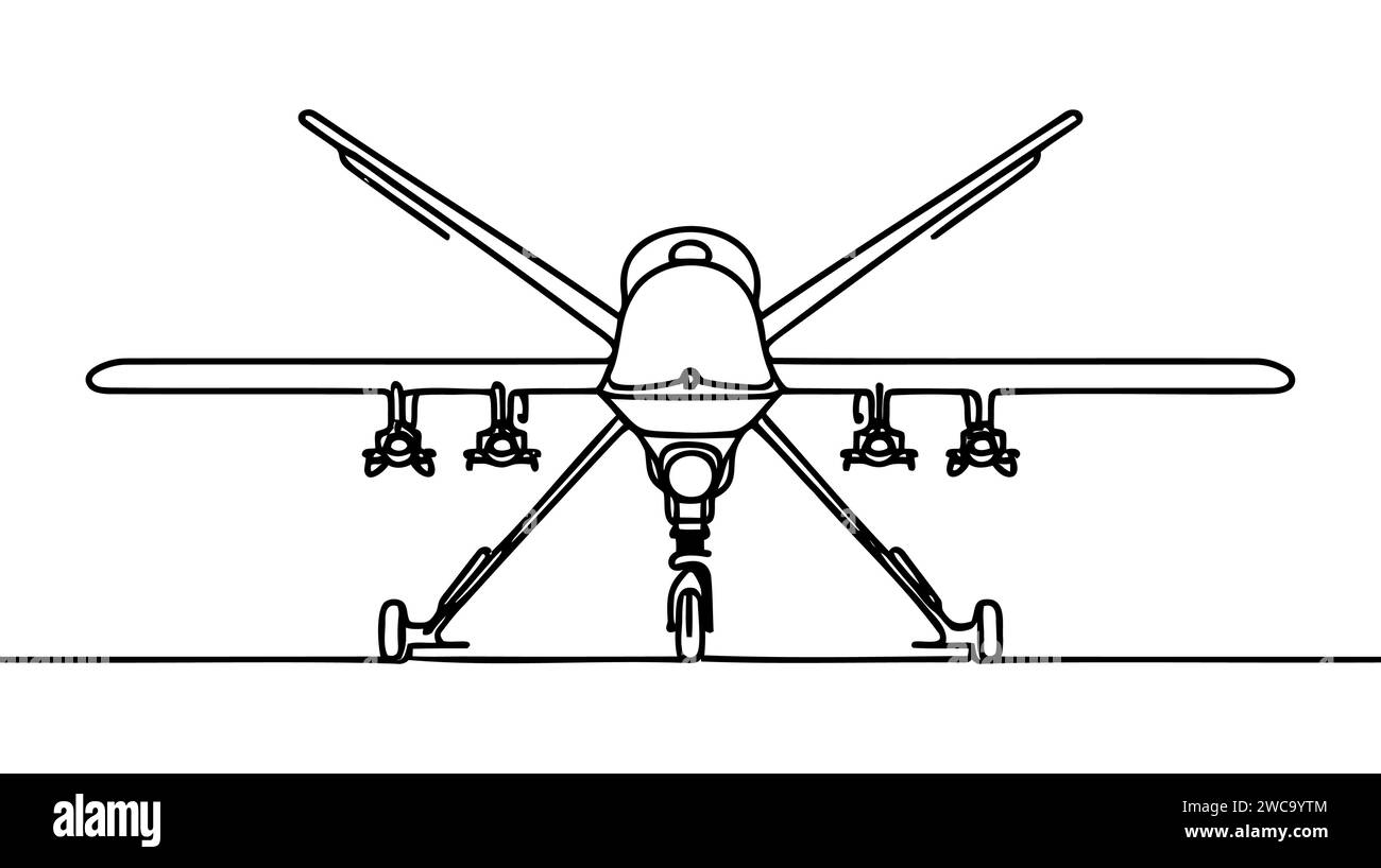 One line drawing operational tactical medium-altitude unmanned aerial ...