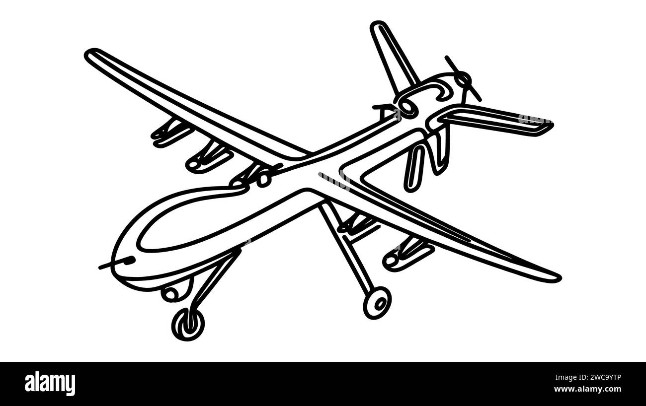 One line drawing operational tactical medium-altitude unmanned aerial ...