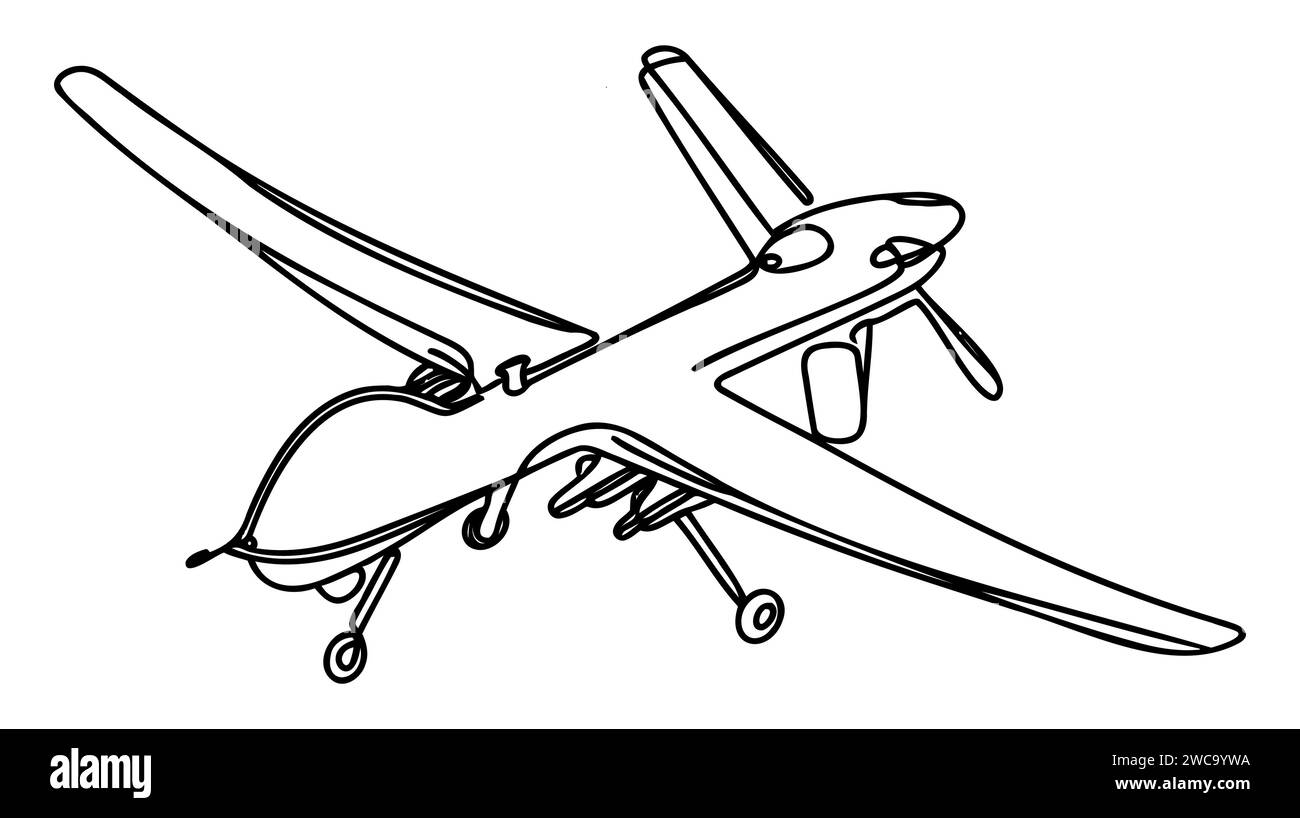 One line drawing operational tactical medium-altitude unmanned aerial ...