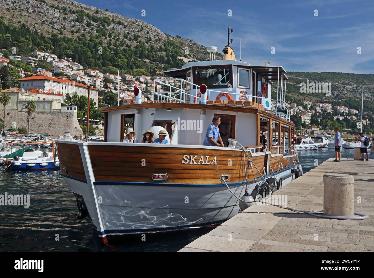 Tourist island ferry boat Skala in Old Port, Dubrovnik Stock Photo - Alamy