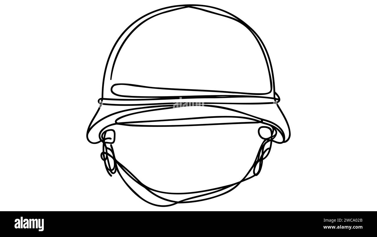 One continuous line. Male character professional military officer ...