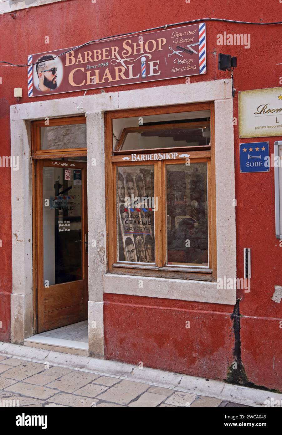 Barber Shop Charlie, Zadar, Croatia Stock Photo - Alamy